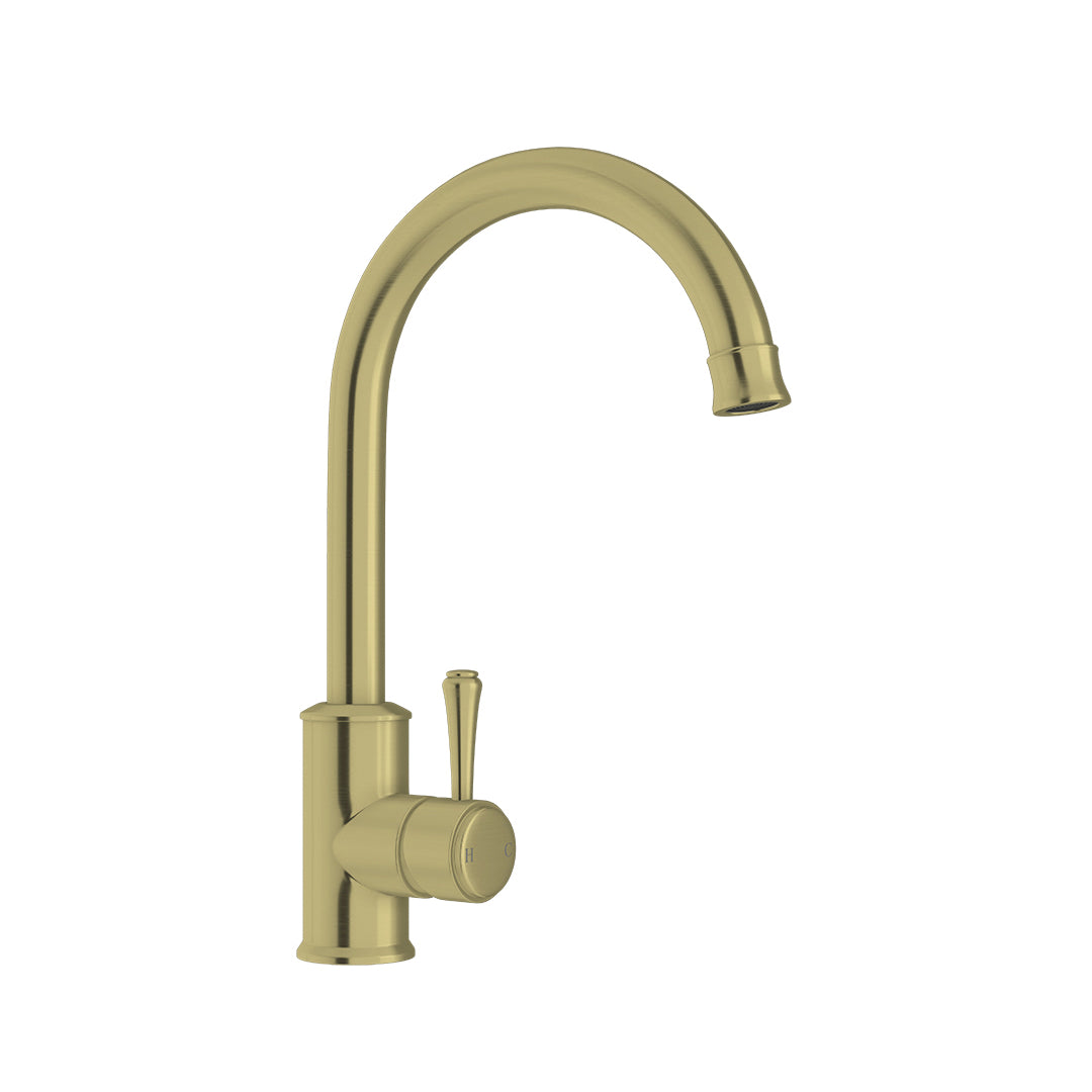 Linkware Augustine Gooseneck Sink Mixer - PVD Gold - T682PVDG – Cass Brothers