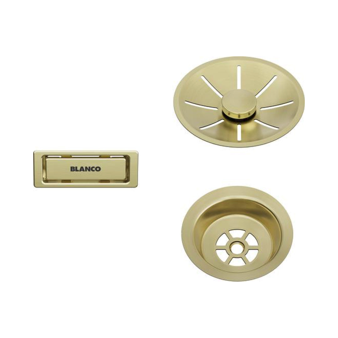 Blanco InFino Waste and Overflow Single Drain Set - Satin Gold - 20347 ...