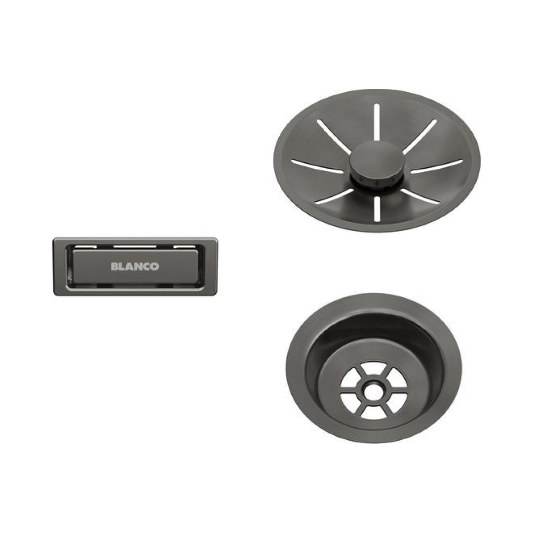 Blanco InFino Waste and Overflow Single Drain Set - Satin Dark Steel ...