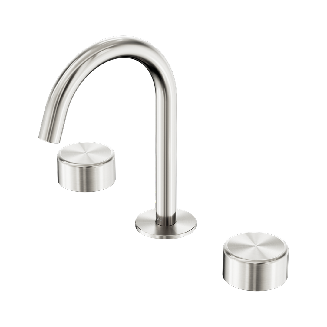 Nero Serenity Basin Tap Set Arc Spout with Metal Handle - Brushed Nick ...