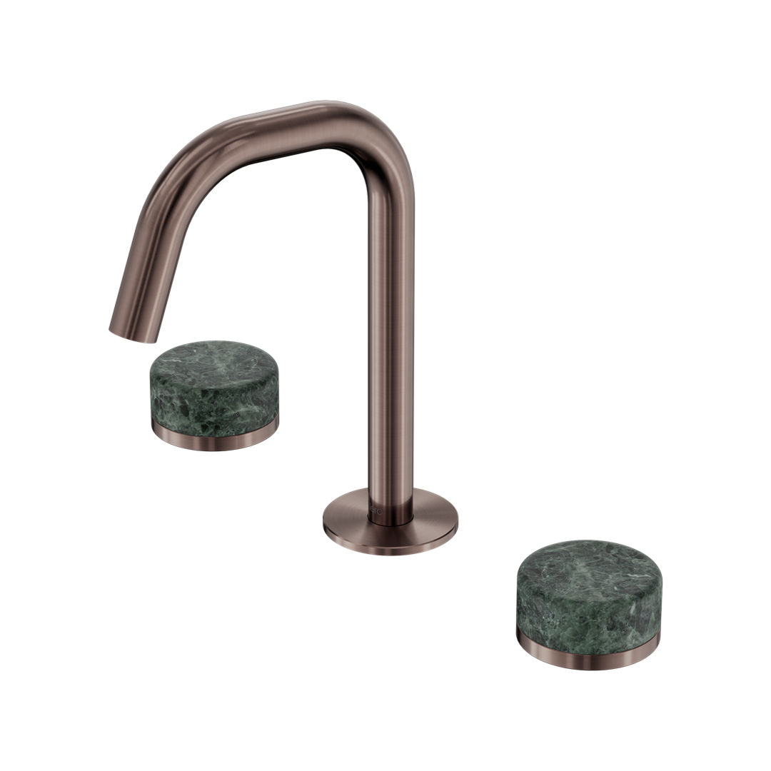 Nero Serenity Basin Tap Set Edge Spout with Verde Alpi Handle - Brushe