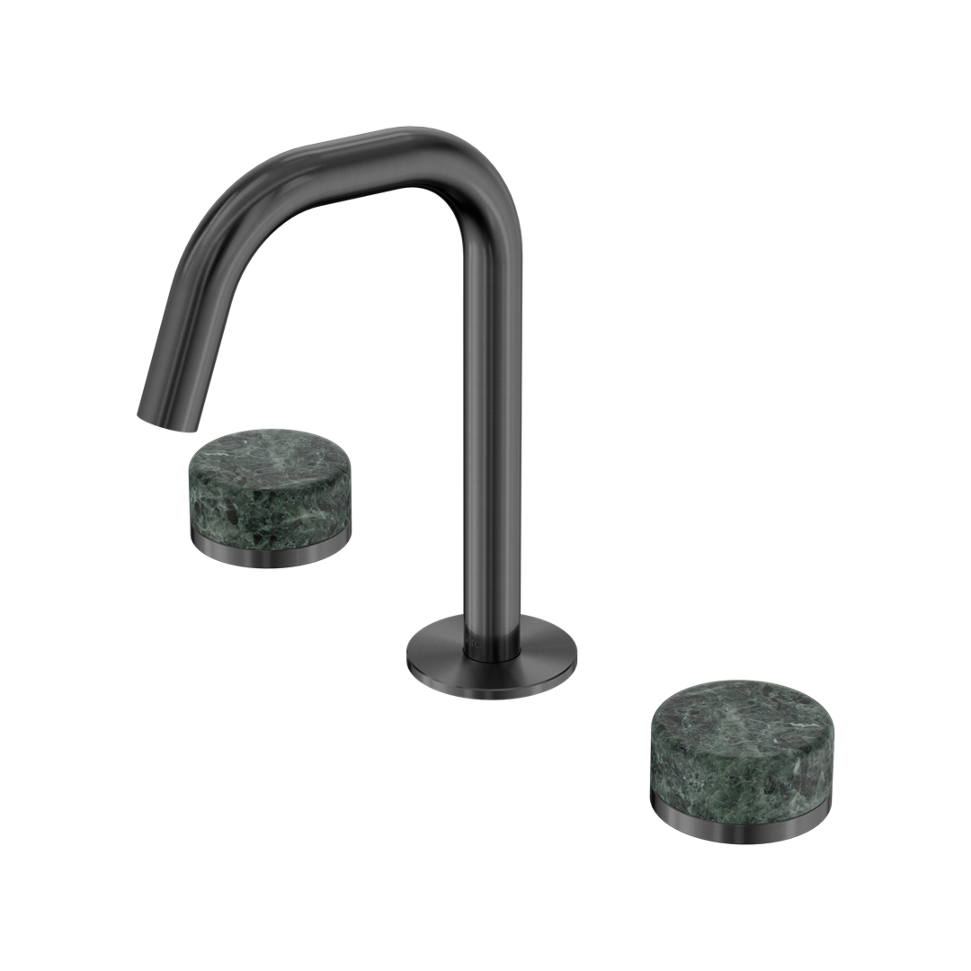 Nero Serenity Basin Tap Set Edge Spout with Verde Alpi Handle - Gun Me