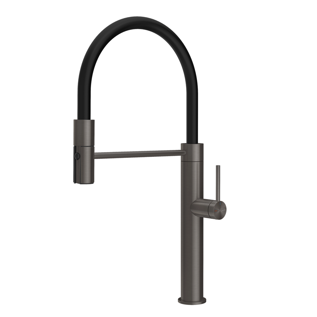 Gessi 316 Smooth Gooseneck Semi-Professional Spray Sink Mixer - Brushe ...