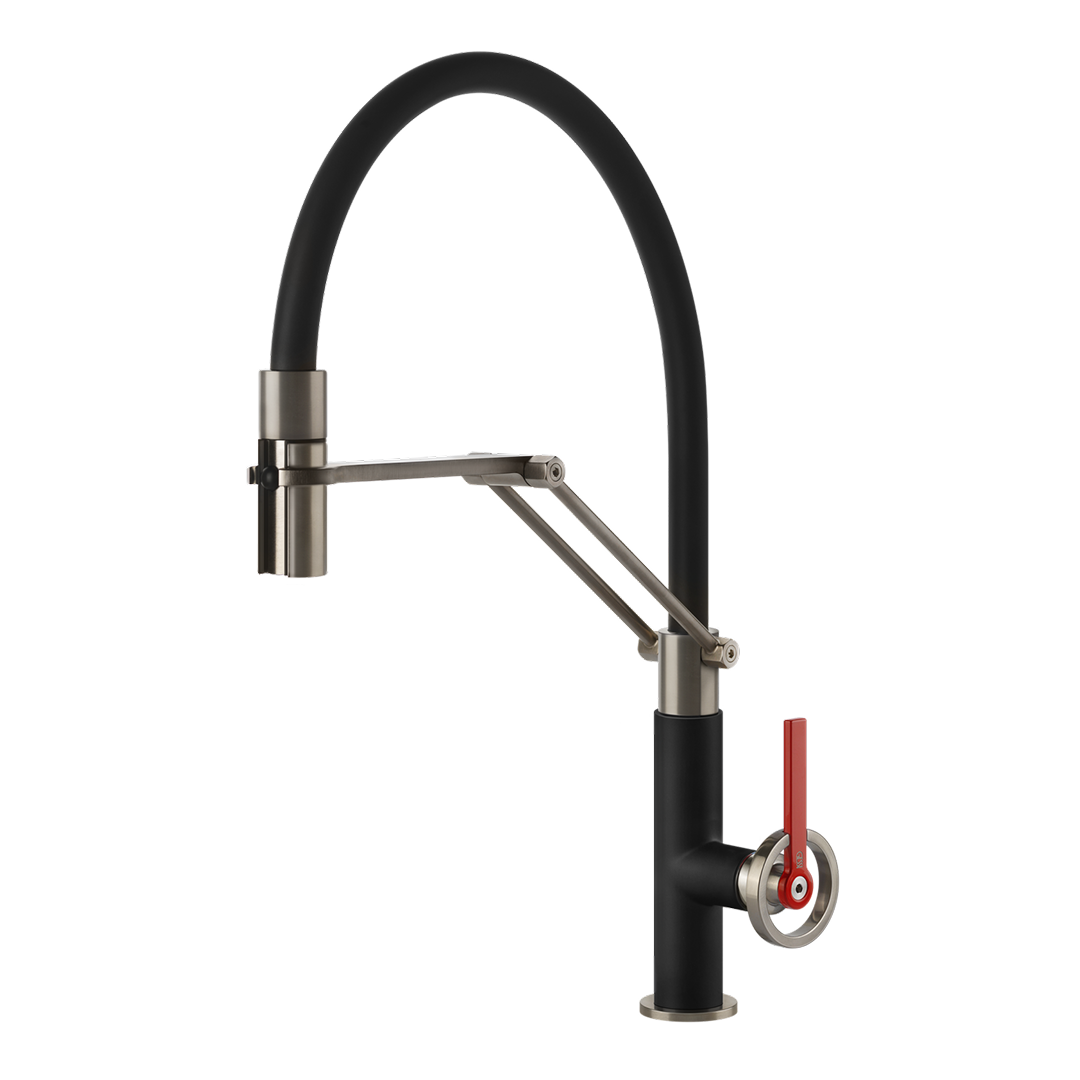 Gessi Officine V Gooseneck Semi-Professional Spray Mixer - Matte Black ...