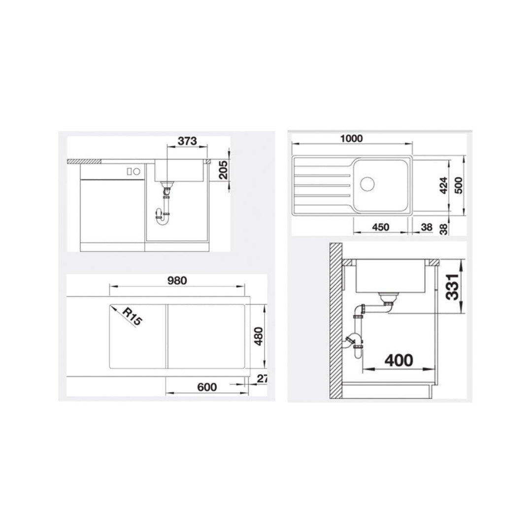 Blanco Lemis Single Bowl with Drainer - Main Bowl Right LEMISXL6SRIFK5