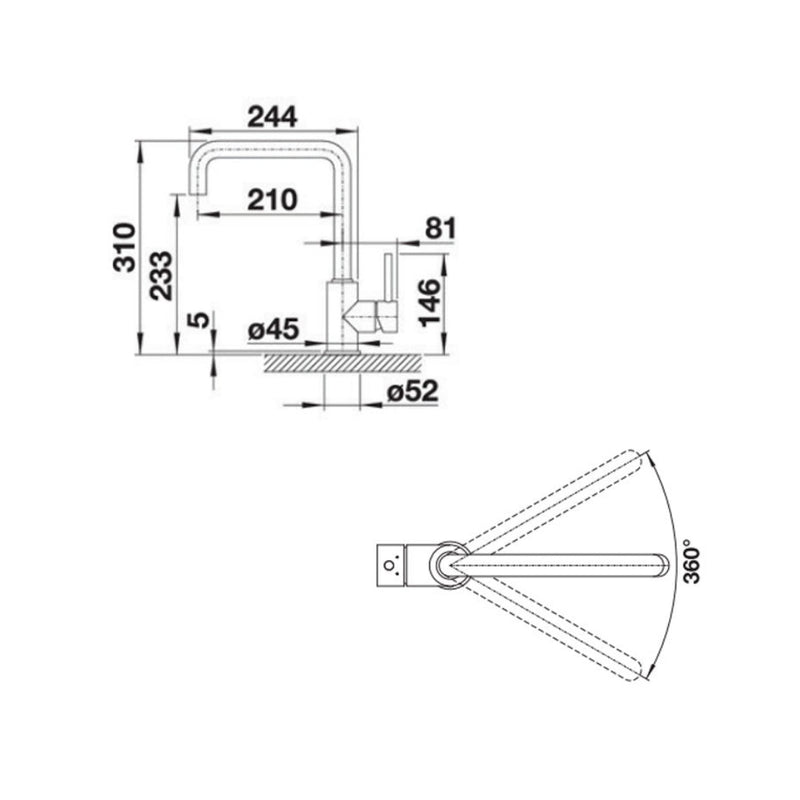 Blanco Mili Square Neck Mixer Tap MILI - Chrome
