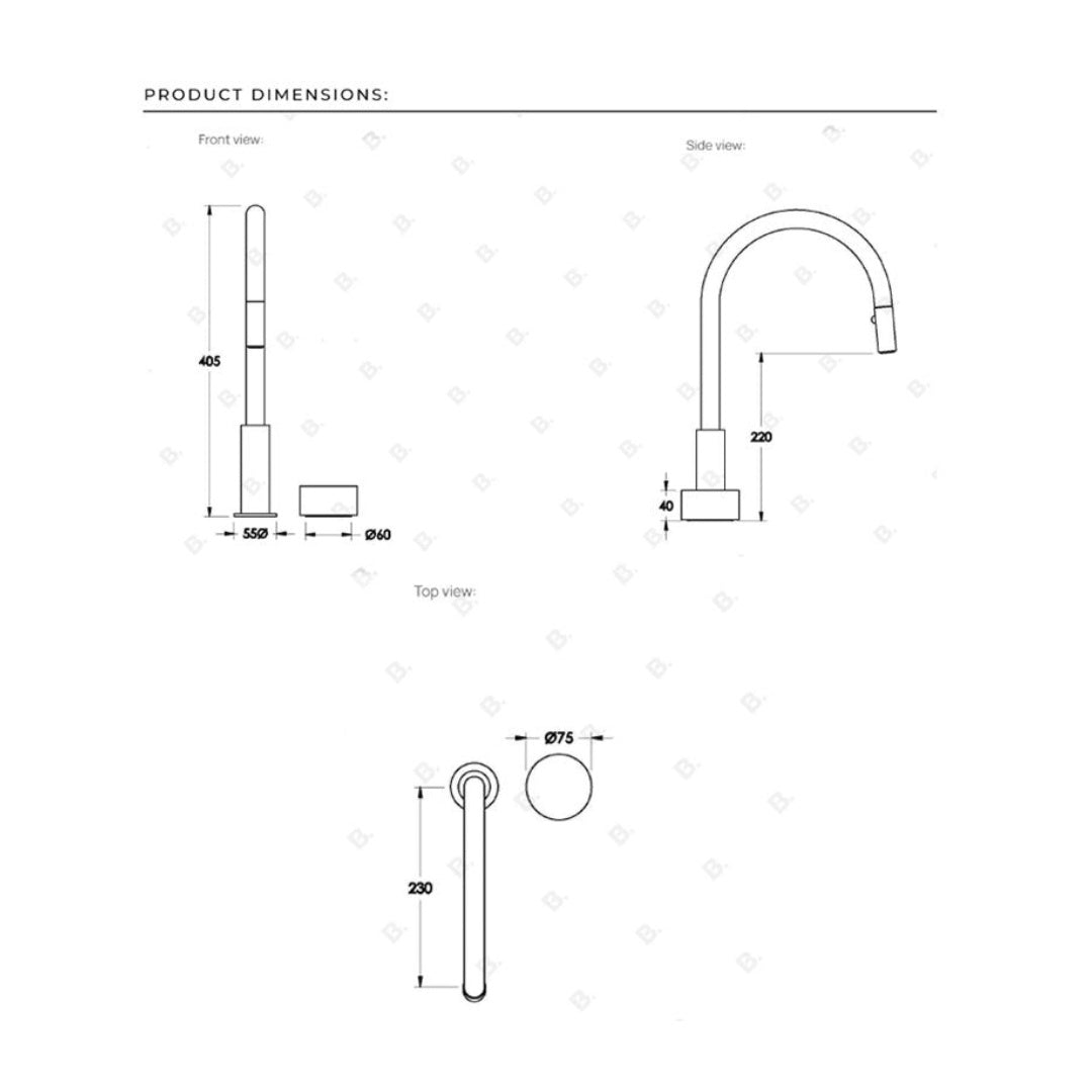 Brodware Halo Marble Kitchen Set with Pull-Out Spray & Progressive ...