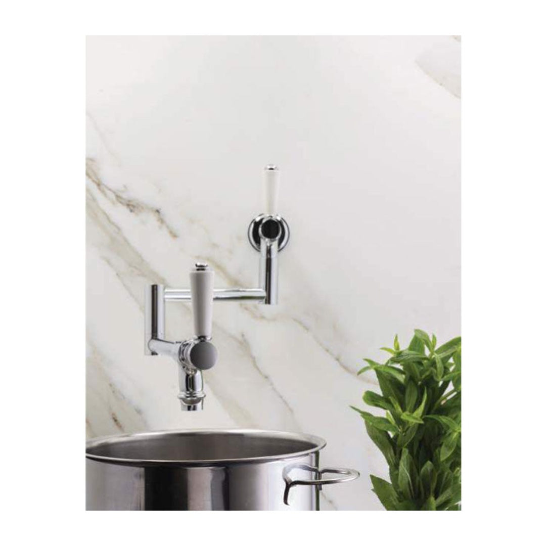 Brodware Winslow Lever Pot Filler White Porcelain Levers - Chrome