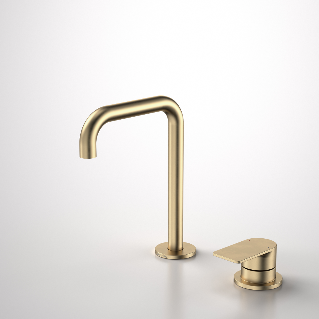 Caroma Urbane II Hob Basin Mixer Set 150mm - Brushed Brass - 99688BB65 ...