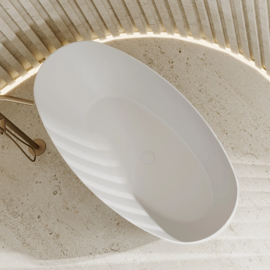 Cassa Design Egg Shell 1700 Freestanding Bath 10mm Edge - Matte White