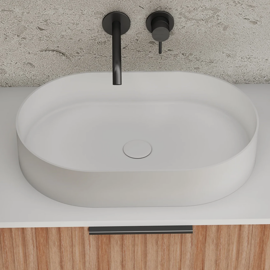 Cassa Design Elegant Pill Solid Surface Basin - Matte White