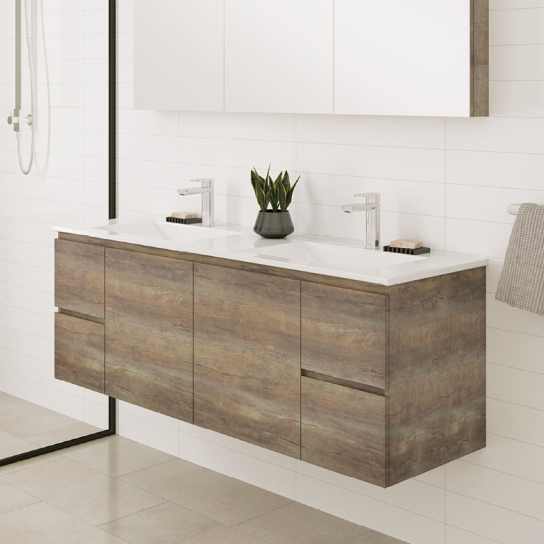 Fienza Carmen 1500mm Wall Hung Vanity - Artisan Beamwood - C150WD-D ...