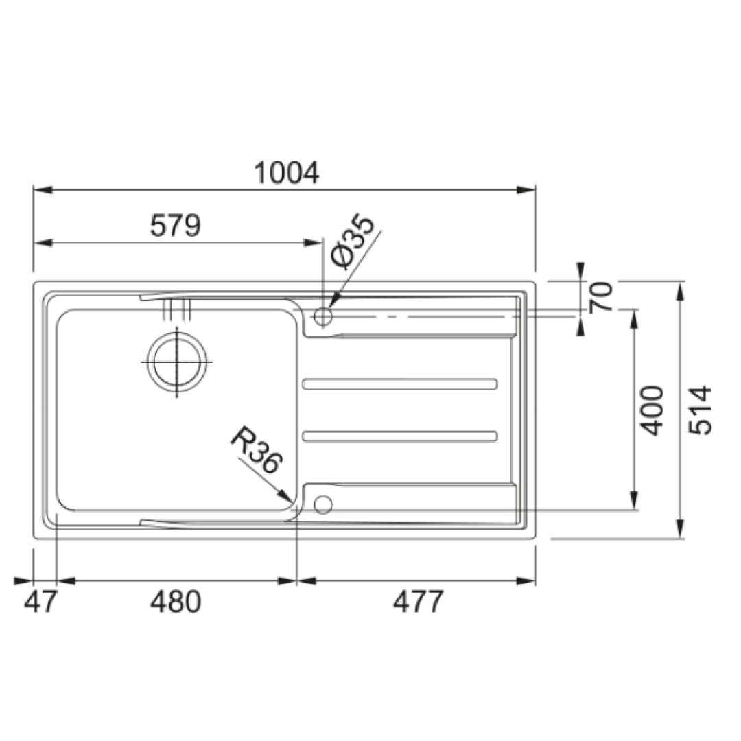 Franke Aton Single Bowl - Right Hand Drainer