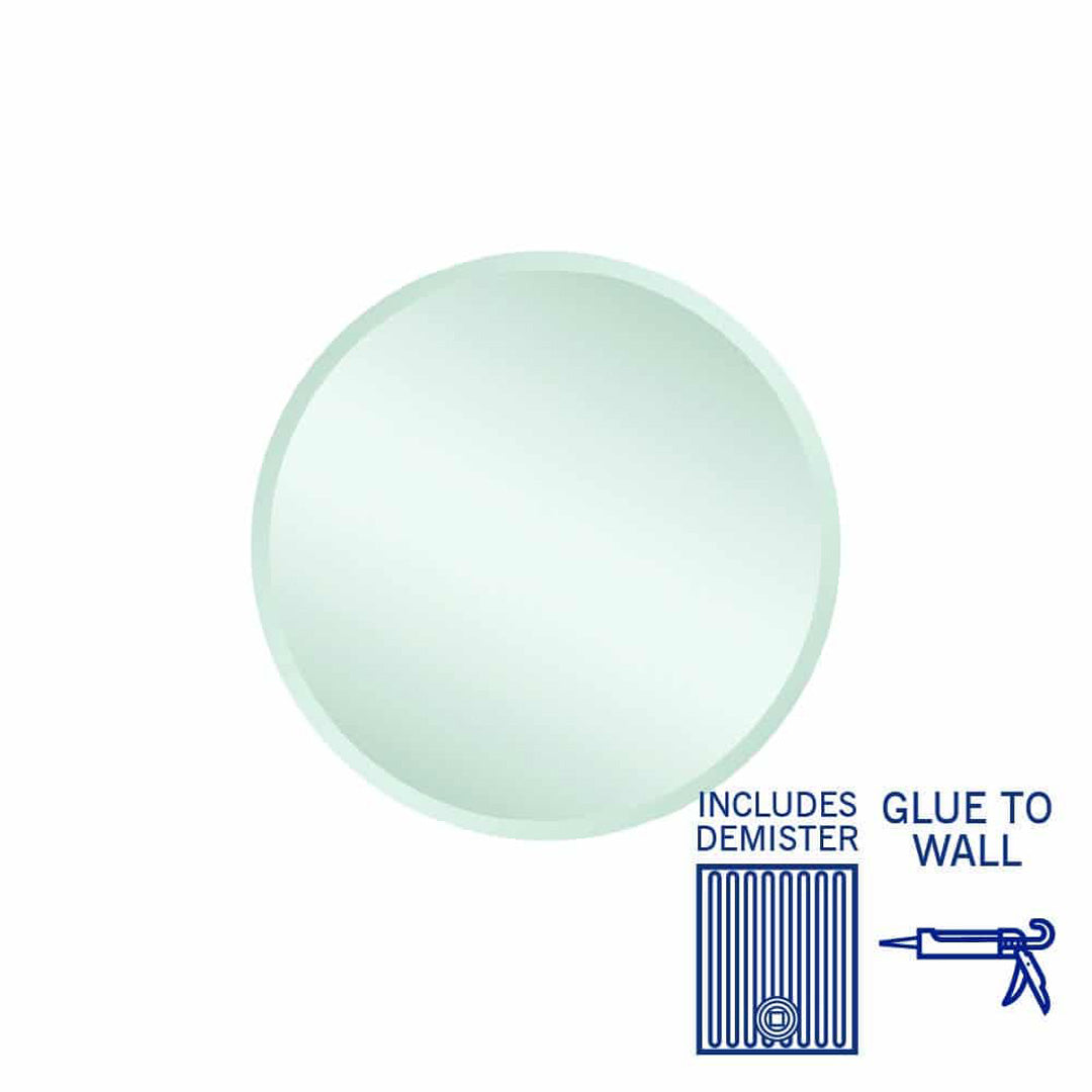 Thermogroup Kent 18mm Bevel Round Mirror - 700mmØ Glue-to-Wall and Dem ...