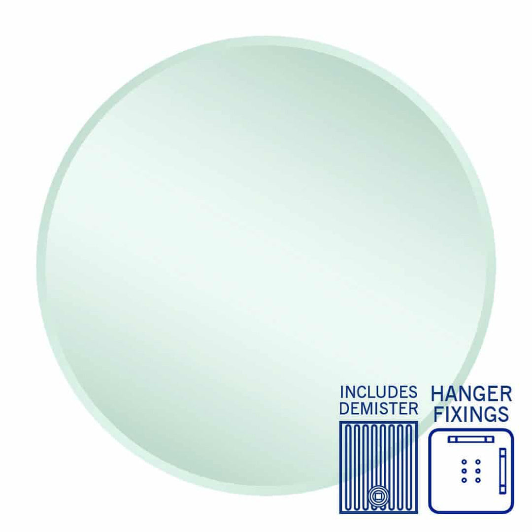 Thermogroup Kent 18mm Bevel Round Mirror - 800mmØ with Hangers and Dem ...