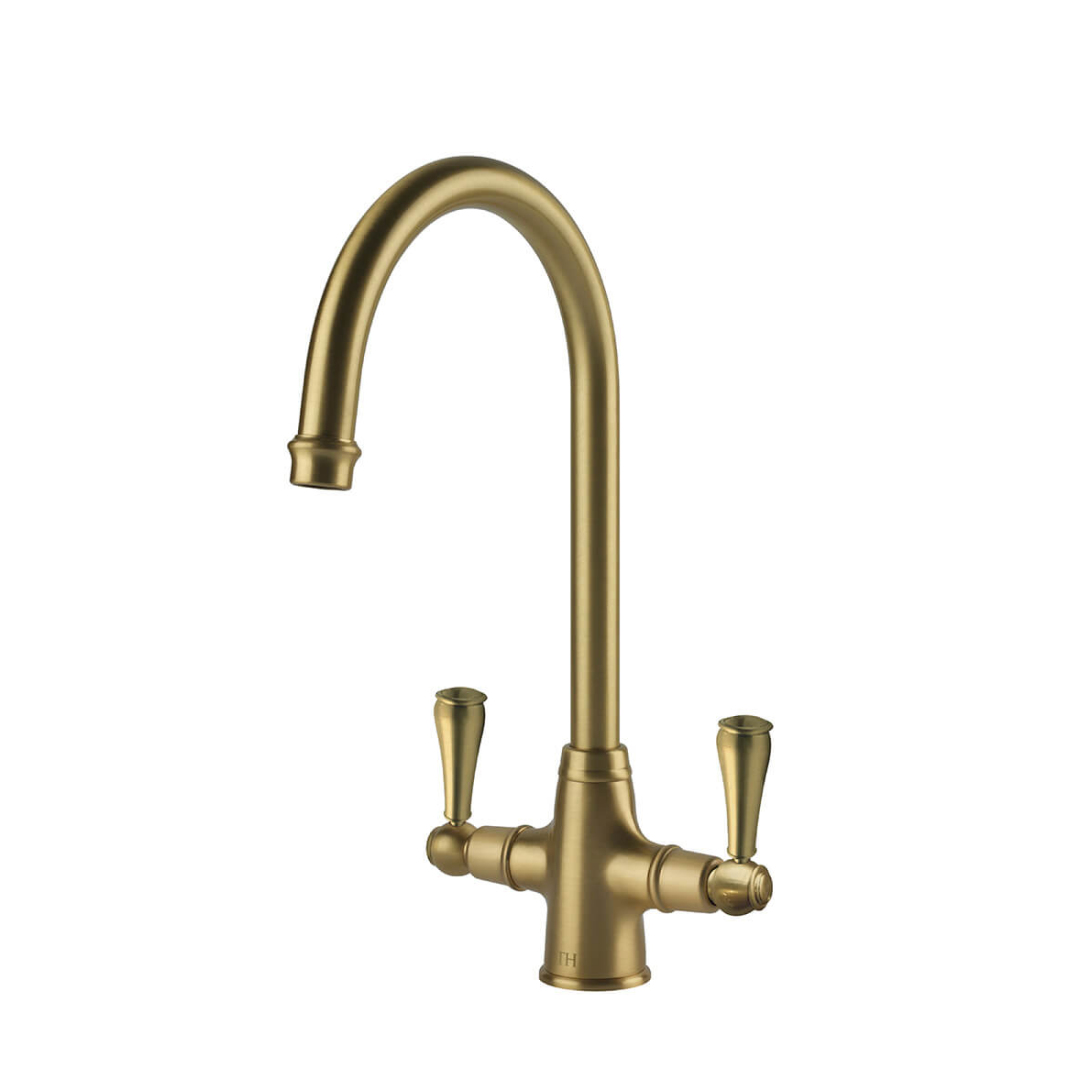 Turner Hastings Double Mixer Tap w/Metal Lever Handles - Brushed Brass ...