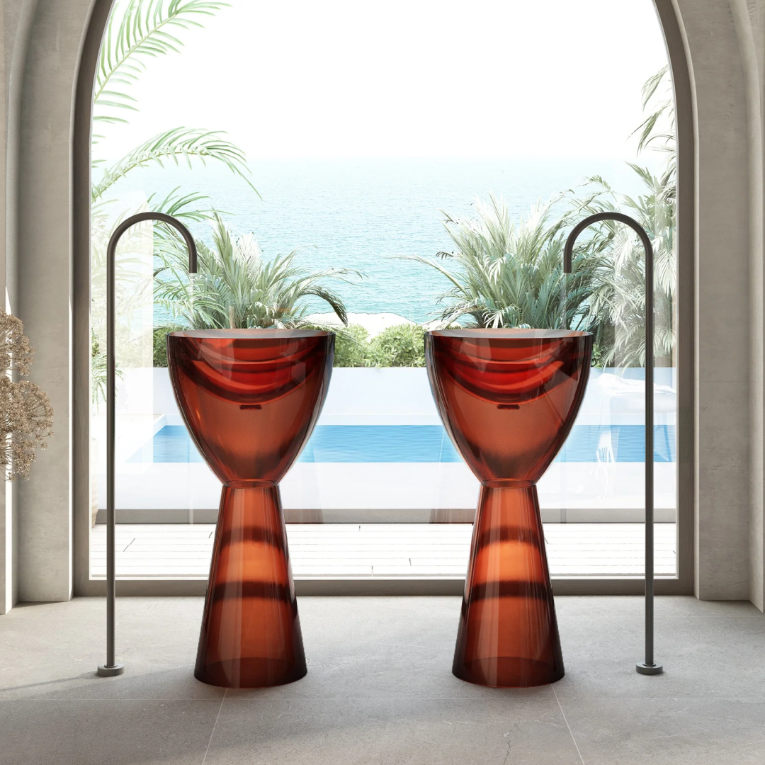 Cassa Wow Translucency Pedestal Basin - Amber Brown - SB4590AB – Cass ...