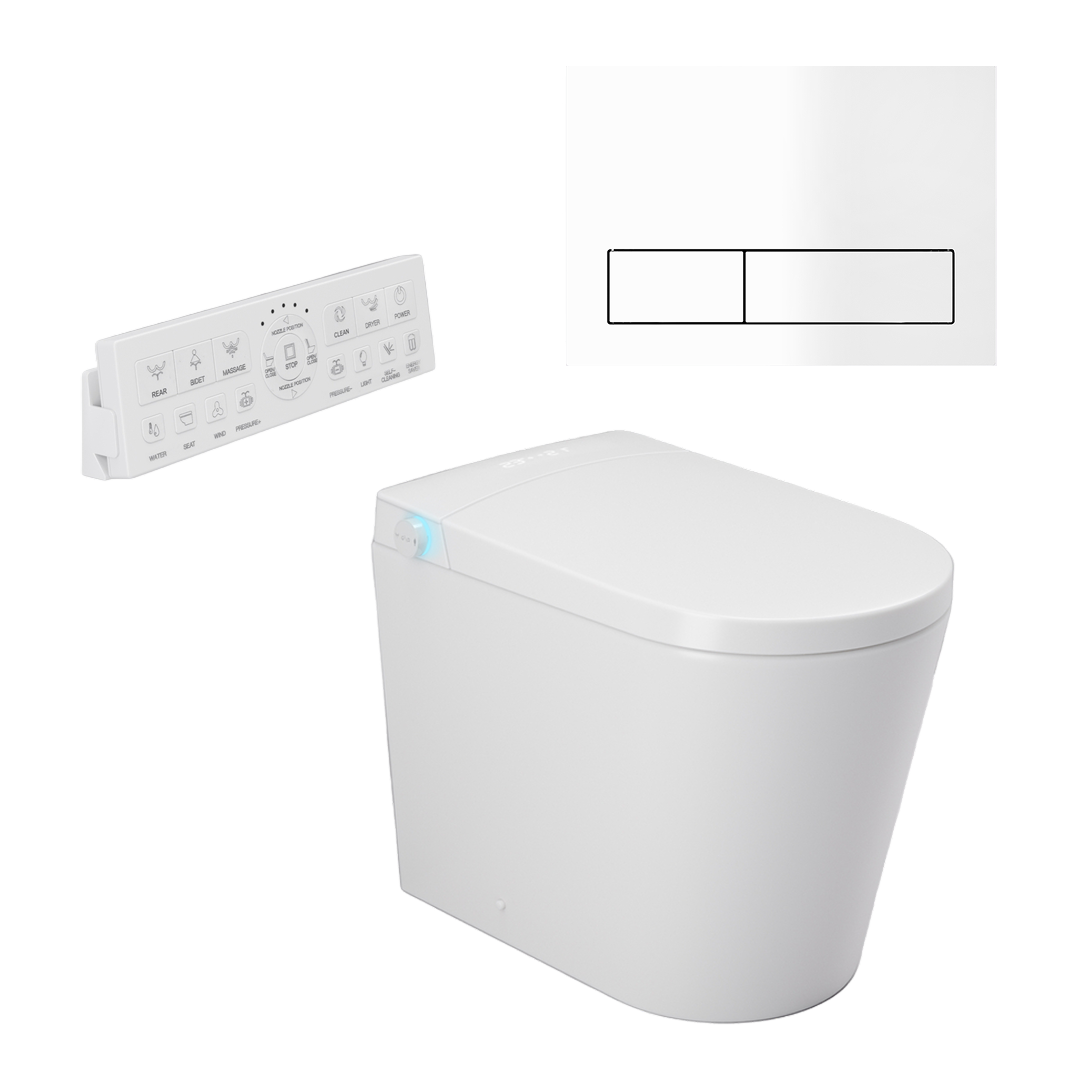Argent Evoke Wall Faced Smart Toilet Package Includes ViSmart Cistern ...