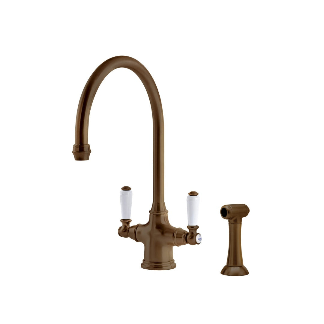 Shaws by Perrin & Rowe Ribble Kitchen Tap with Rinse - English Bronze ...