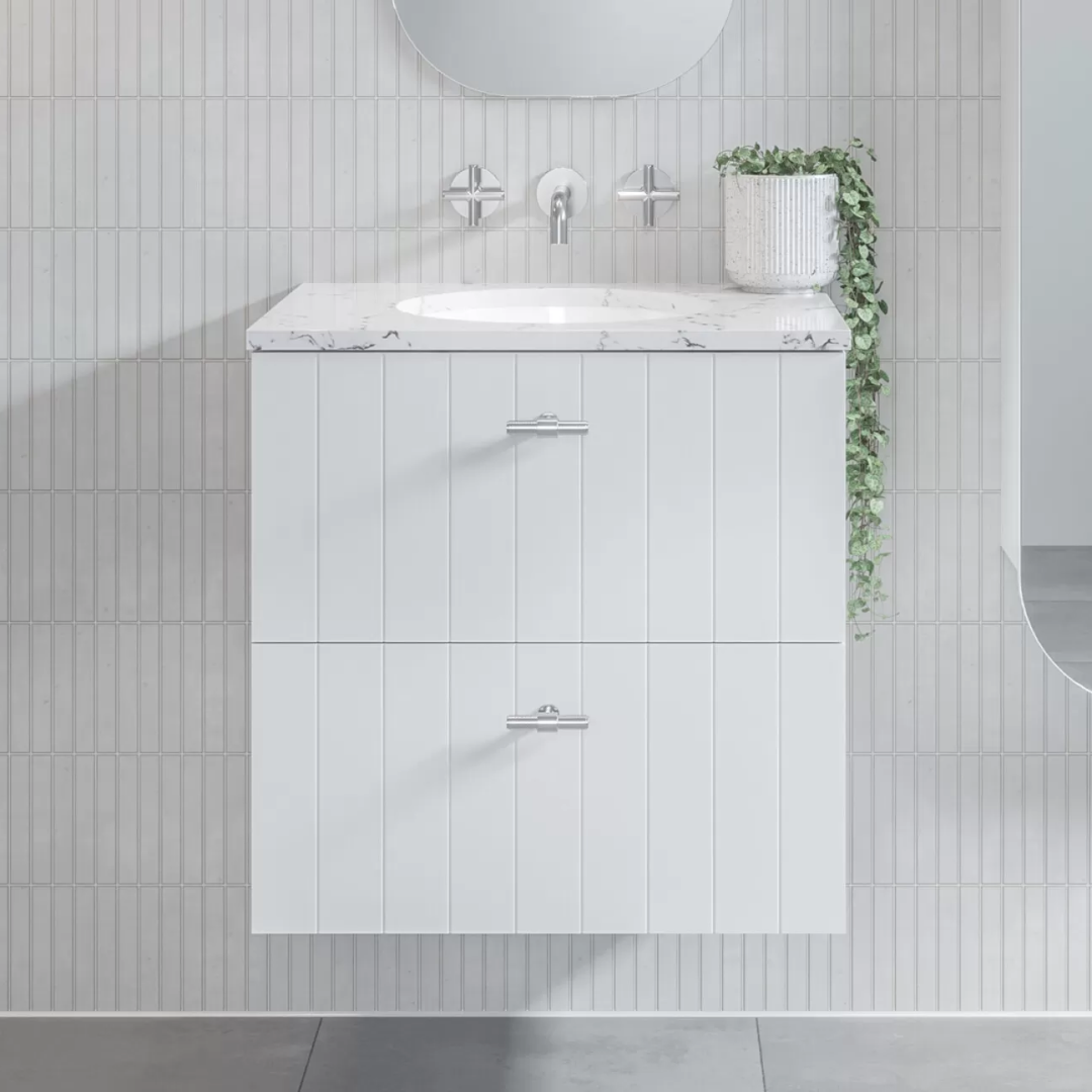 Timberline Henley 600mm Wall Hung Vanity - White Satin - HENV600CSSUW ...