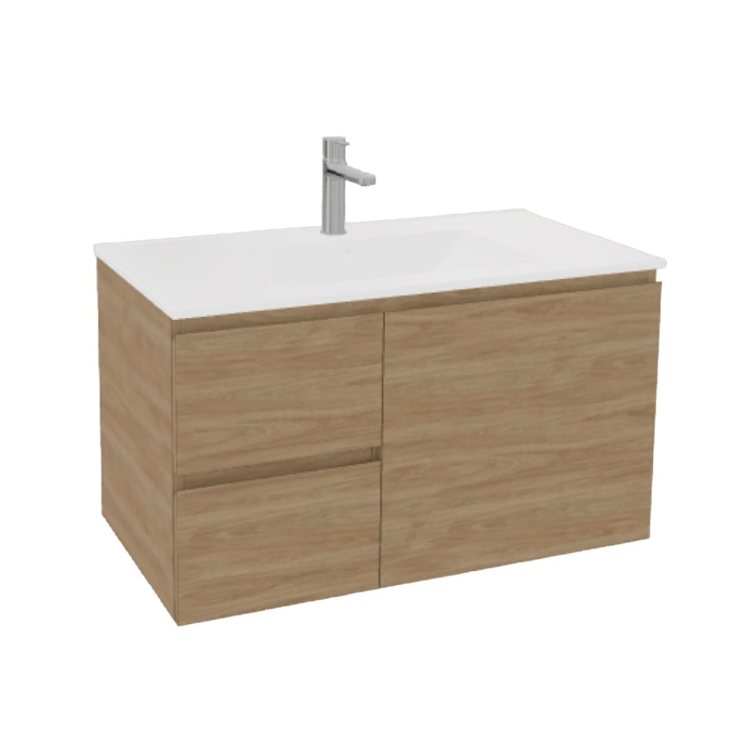 Timberline Nevada 900mm Wall Hung Vanity - Prime Oak Woodmatt