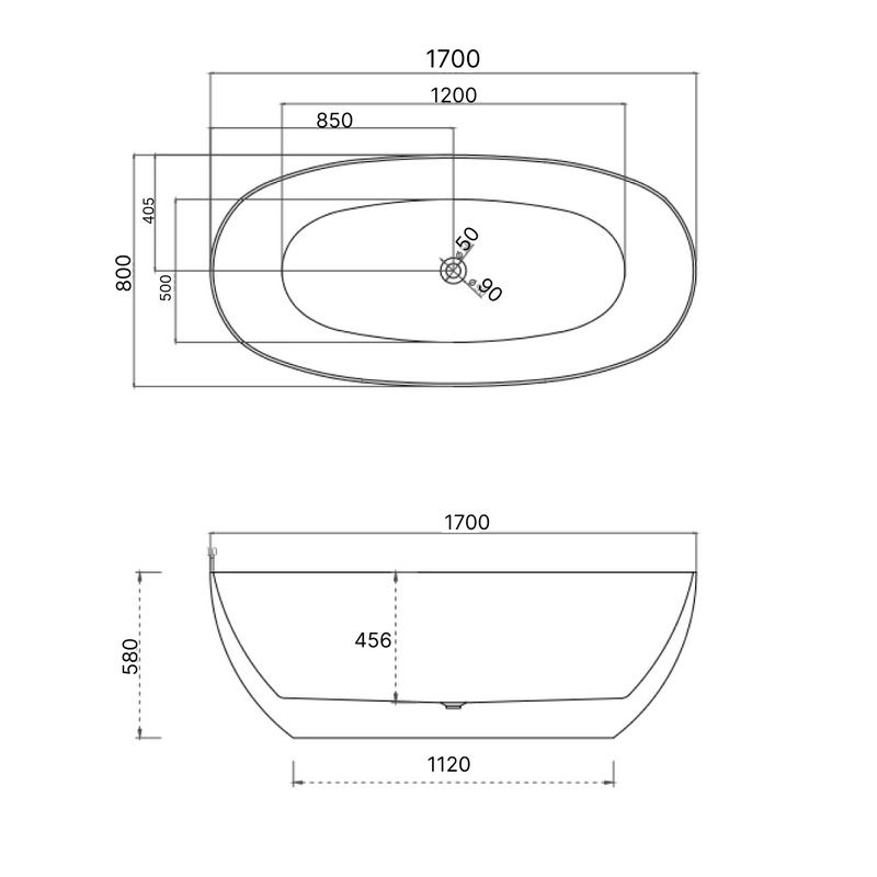 Cassa Design Egg Shell 1700 Freestanding Bath 10mm Edge - Matte White