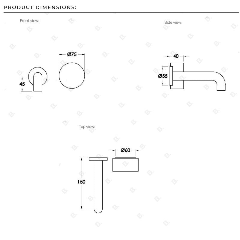 Brodware Halo Marble Wall Set with 150mm Spout & Progressive Mixer 1 ...