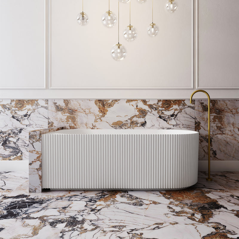 Cassa Design V-Groove 1700mm Left Hand Corner Acrylic Back to Wall Bath ...