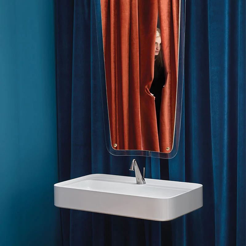 Parisi Cameo Wall Basin 900x500 - 3 Tap Holes - Gloss White