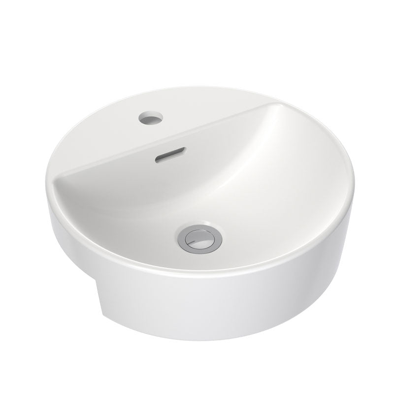Buy Clark Round Semi Recessed Basin 400mm - 1 Tap Hole - Gloss White ...