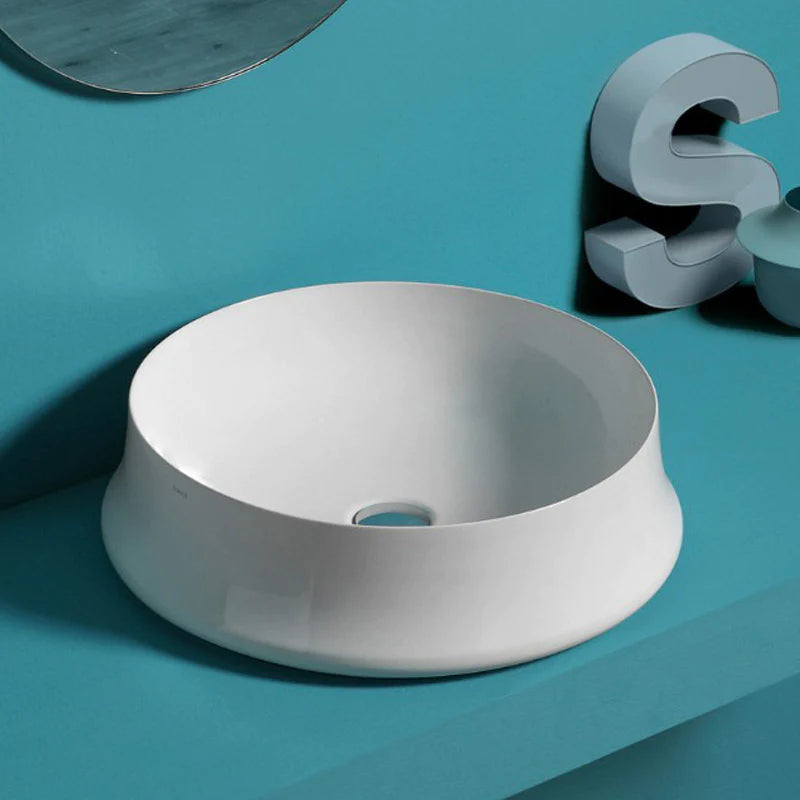 Parisi Simas Sharp 50 Round Bench Basin - Matte White