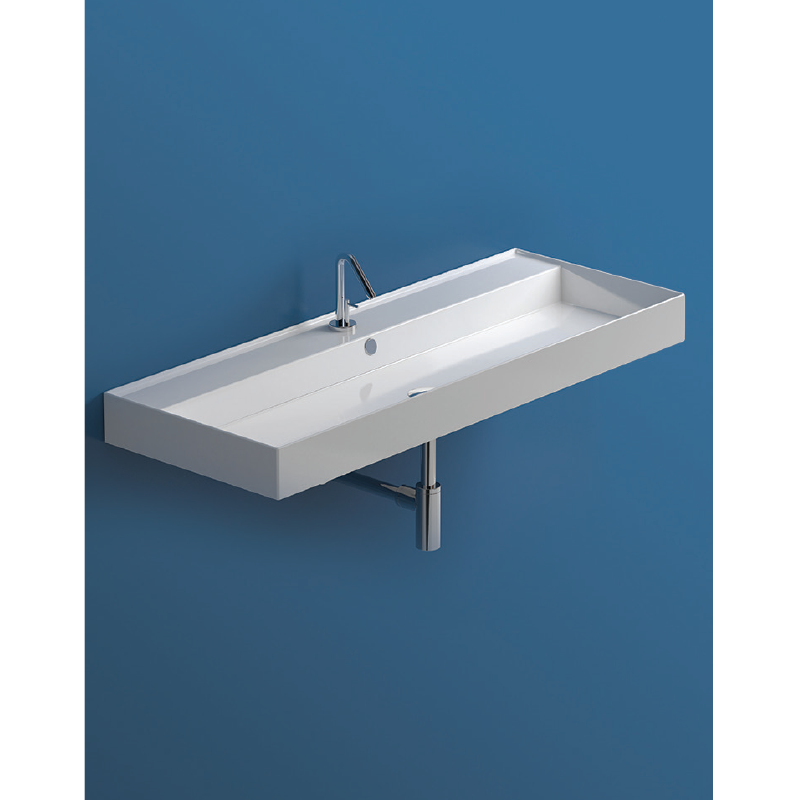 Parisi Twenty 120 Full Bowl Wall Basin - 2 Tap Holes - Gloss White